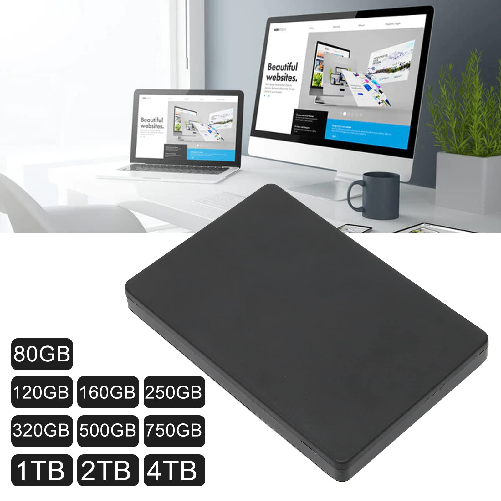 Garsentx Portable External Hard Drive 80GB, 2.5in 3.0 USB Ultrafast Slim Hard Drive for Storage,for Computer, Laptop, PC, Mac, PS3, PS4, Xbox, Smart TV