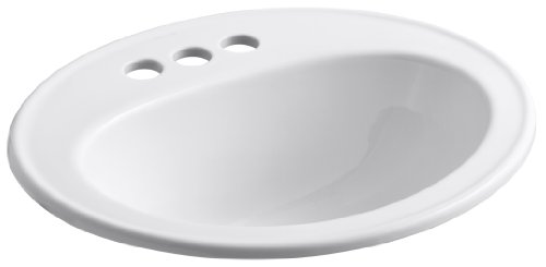 KOHLER K-2196-4-0 Pennington Self-Rimming Bathroom Sink, White