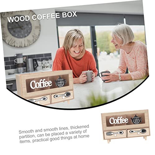 HANABASS Box Coffee Storage Box Flatware Storage Box Desktop Decor Woodsy Decor Utensil Rack Kitchen Gadgets Organizer Utensil Drying Rack Coffee Case Cutlery Box Wood Storage Box Supplies