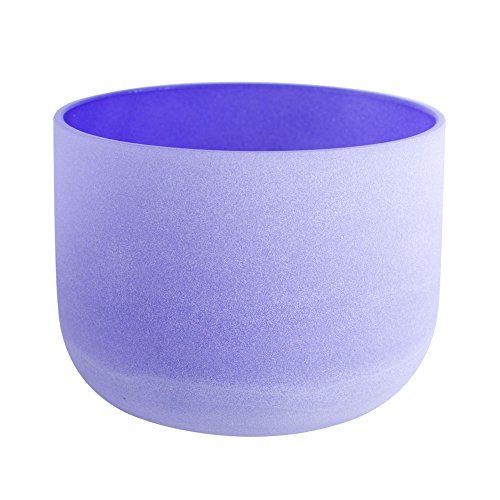 ENERGYSOUND 432Hz Perfect Pitch B Crown Chakra Purple Colored Frosted Quartz Crystal Singing Bowl 8 inch mallet & O-ring included