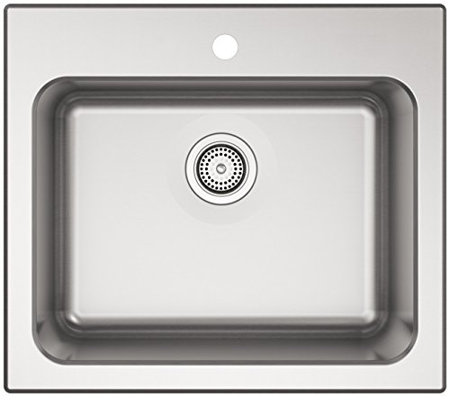 KOHLER K-5798-1-NA Ballad 25-Inch x 22-Inch Top-Mount Utility Sink with Single Faucet Hole, Stainless Steel