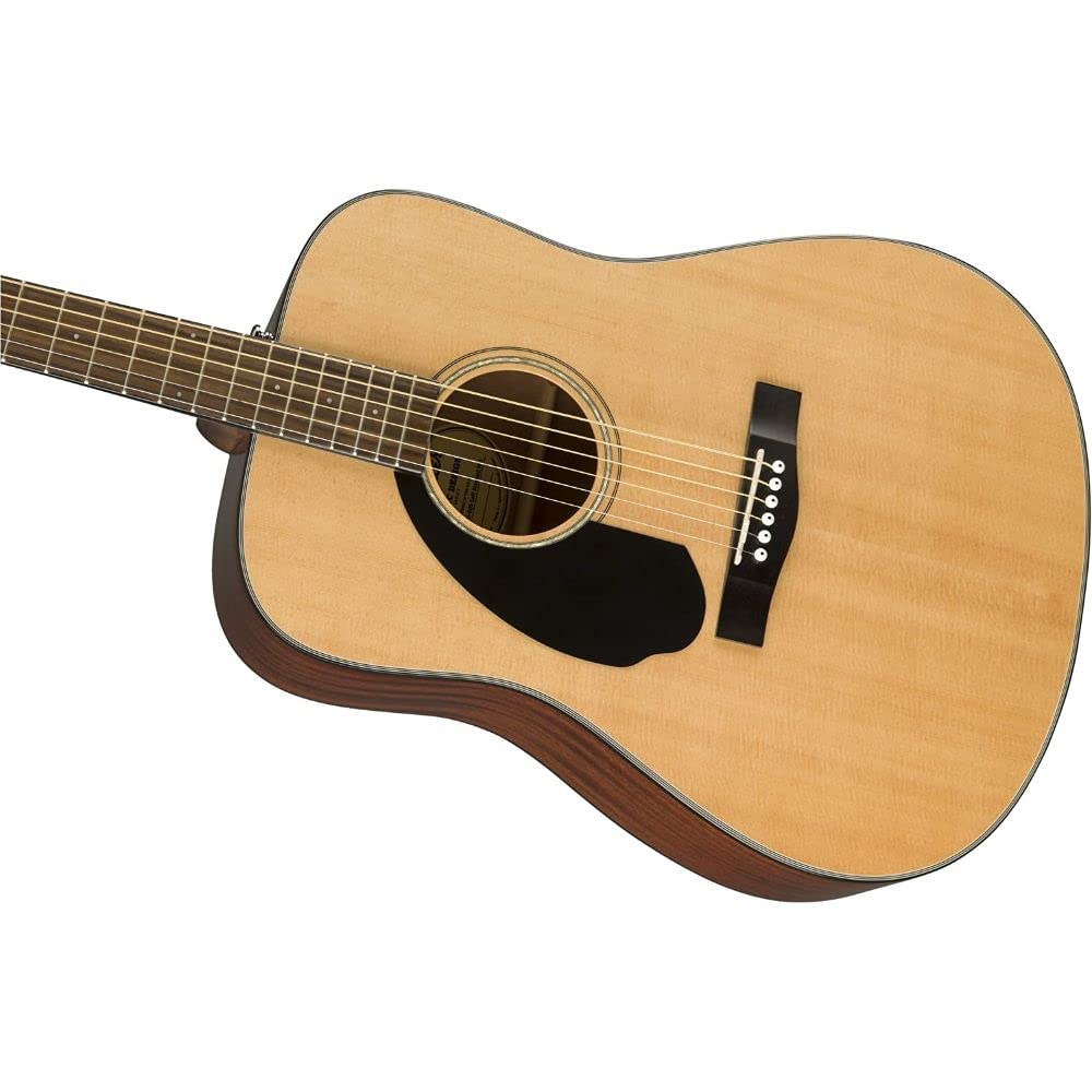 Fender CD-60S Dreadnought Acoustic Guitar, Walnut Fingerboard (Natural, Left-Hand) Bundle with Fender Classic Celluloid Guitar Medium 12-Pack Picks 351 Shape and Fender 2" Guitar Straps