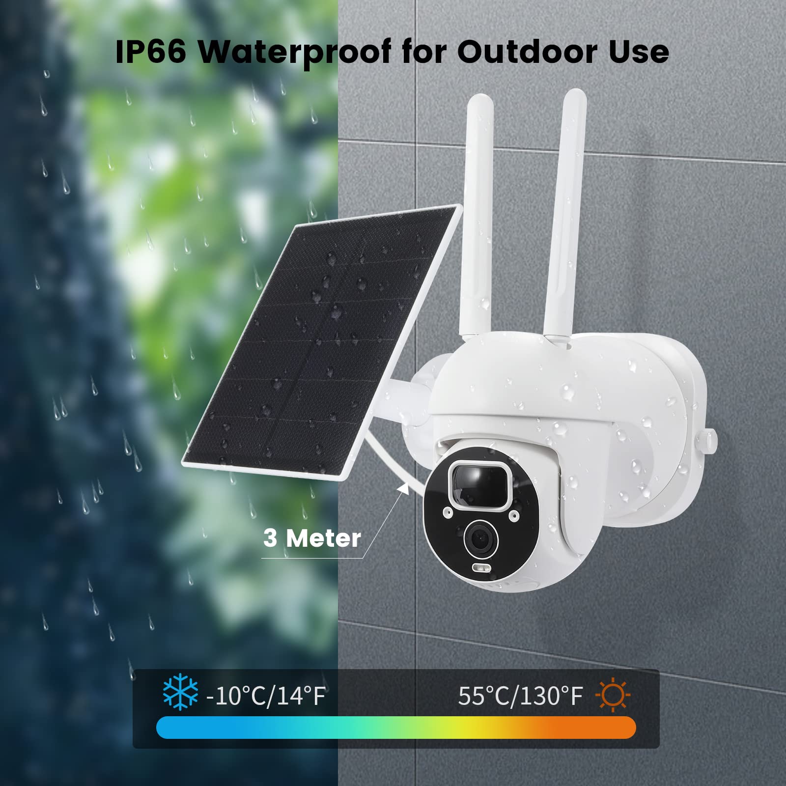 LCHOUSE Security Camera Outdoor Solar Battery Powered, 360° PTZ Camera,2-Way Talk