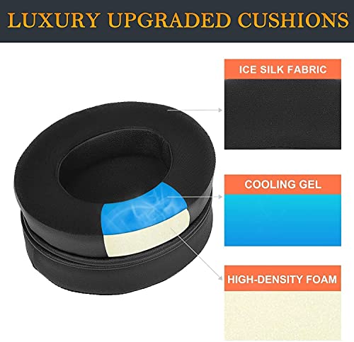 SOULWIT Cooling-Gel Ear Pads Cushions Replacement, for Razer Kraken 2019/Tournament Edition/Ultimate/Kitty, Earpads for Nari/Essential/Ultimate, Blackshark V2 X, Kraken X/V3 X Headset-Matte Black