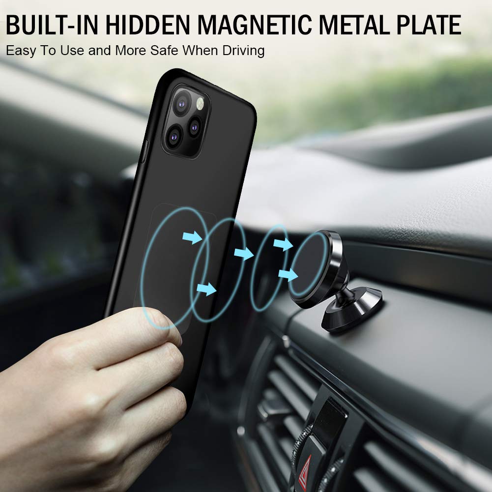 ESTPEAK Compatible with iPhone 11 Magnetic Case 2019,[Invisible Built-in Metal Plate] Ultra Thin Support Magnetic Car Mount,Soft TPU Bumper Case Phone Case Black