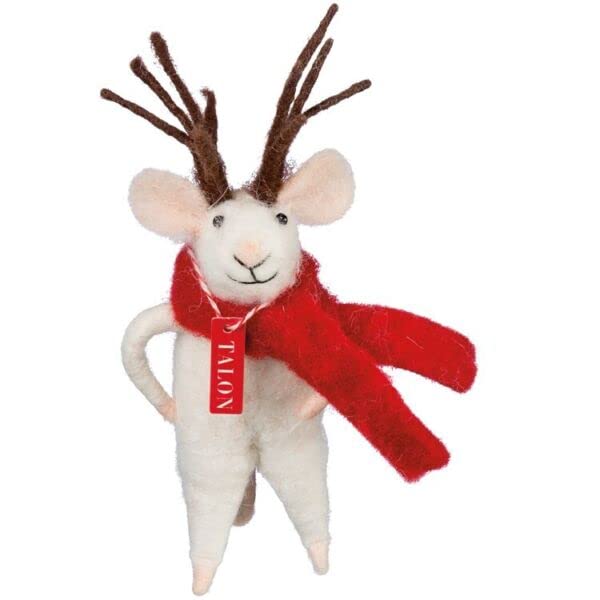 Primitive Christmas Felt Talon Reindeer Mouse Ornament for Kitchen, Farmhouse, Holiday, Home Decor