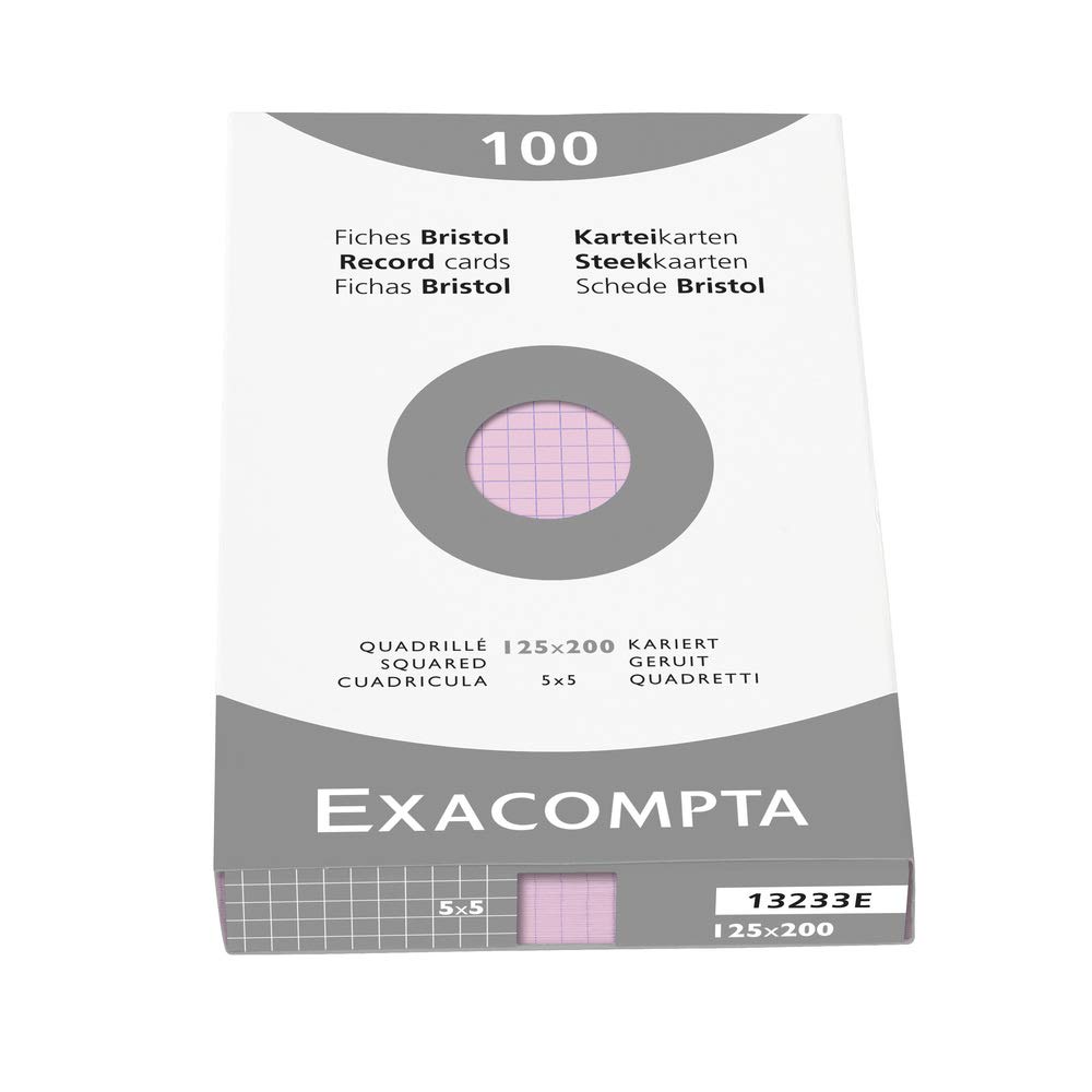 Exacompta 125 x 200 mm Bristol Squared Record Cards, Green, Pack of 100