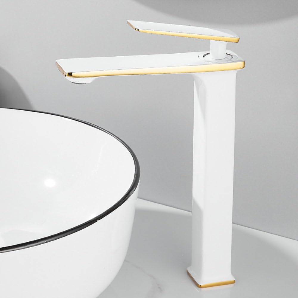 Matte Black Rose Bathroom Sink Faucet Handle Mixer Tap Hot Cold for Bathroom Faucet,High White Gold