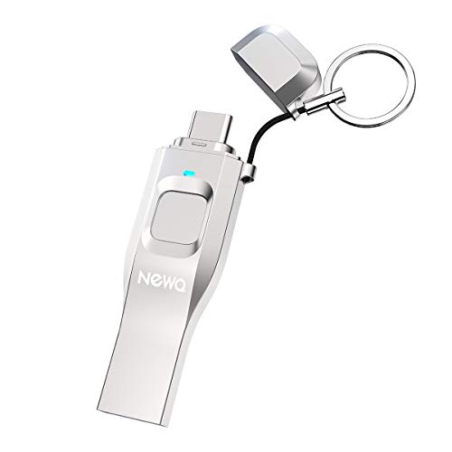 Fingerprint Flash Drive,NewQ 128GB 2 in 1 Biometric Security Fingerprint Memory Stick JumpDrive USB3.0 High-Speed Encrypted USB Storage Security Thumb PenDrive for PC,Laptop,Android Phone