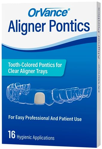 OrVance Aligner Pontics | Temporary Tooth Replacement for Aligner Tray and Retainer - Fill Space of Missing Teeth with Fake Teeth (16 Count)