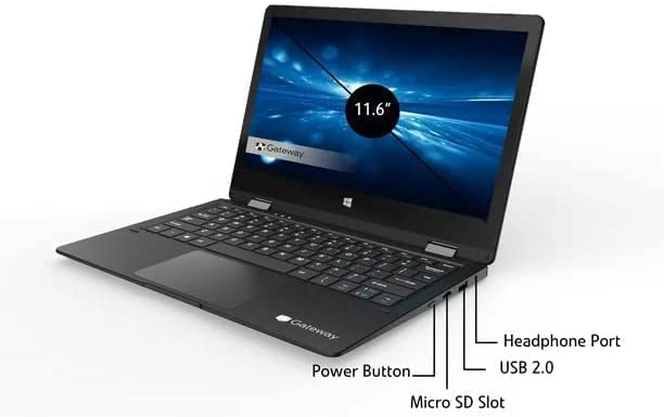 Gateway Newest Touchscreen 11.6 HD 2-in-1 Convertible Laptop in Black Intel N4020 4GB RAM 64GB SSD Mini-HDMI Webcam Windows 10 S
