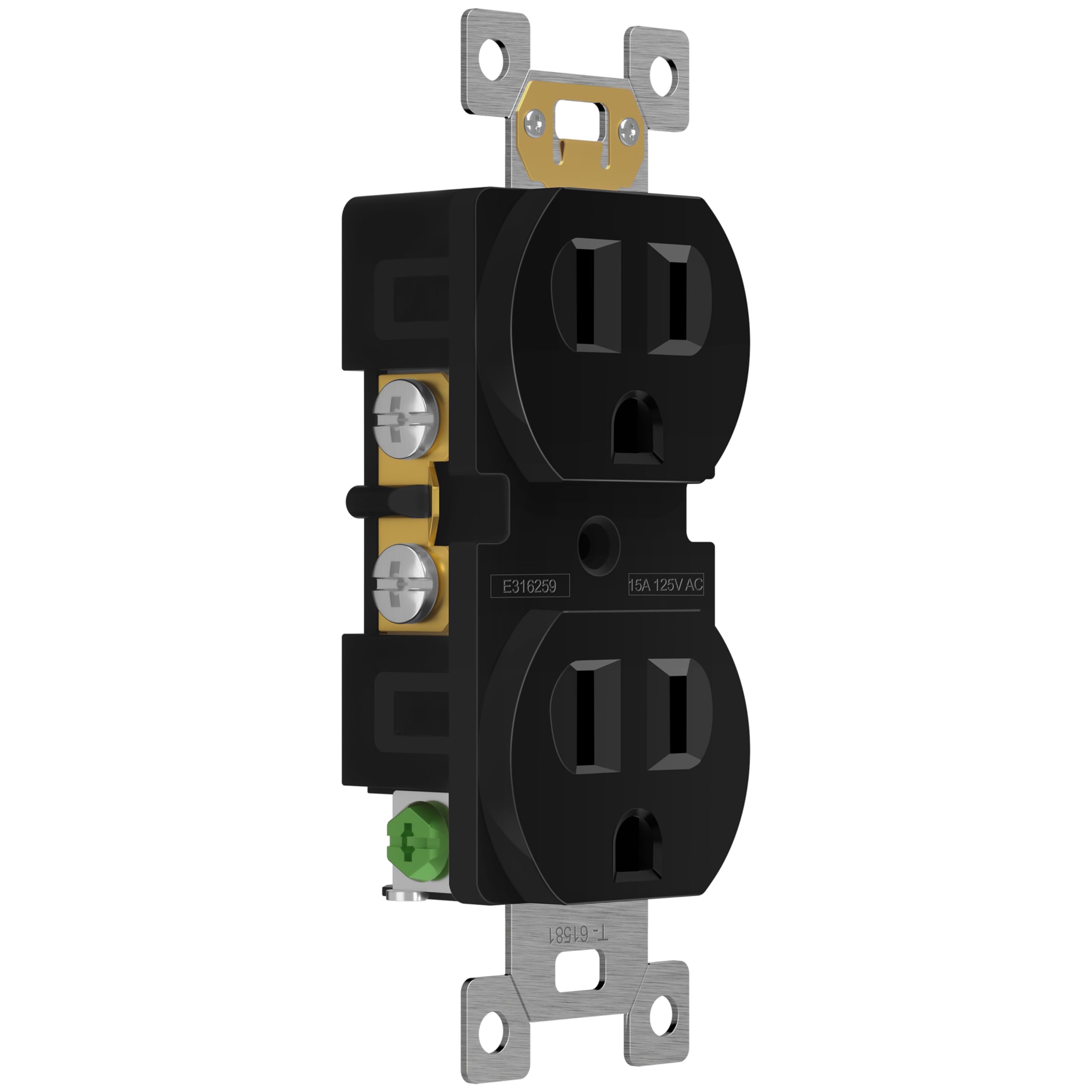 ENERLITES Duplex Receptacle Outlet, Residential Grade Electrical Wall Outlets, 15A 125V, Self-Grounding, 3-Wire, 2-Pole, UL Listed, 61580-W-10PCS, White (10 Pack)
