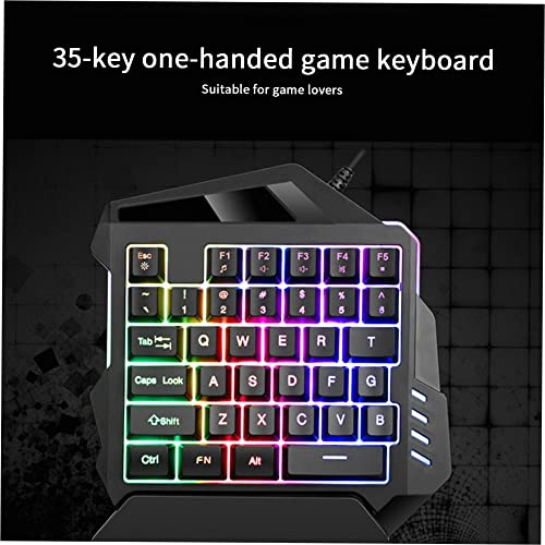 jiabaoyu Enhance Your Gaming Experience with The -Handed Gaming Keyboard - Compact USB Wired RGB Backlit Keyboard with 35 Keys for Computer - Illuminated and Perfect for Gaming