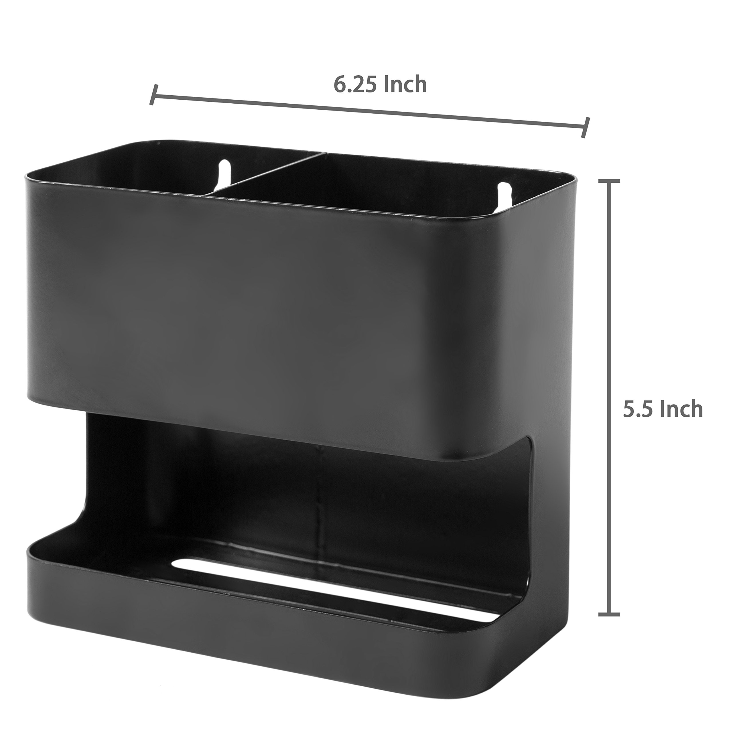 MyGift Black Metal Wall Mount Hair Tools Holder with 2 Slots, Salon Hair Styling Accessories Organizer Rack, Blow Dryer, Straightener and Curling Iron Holder