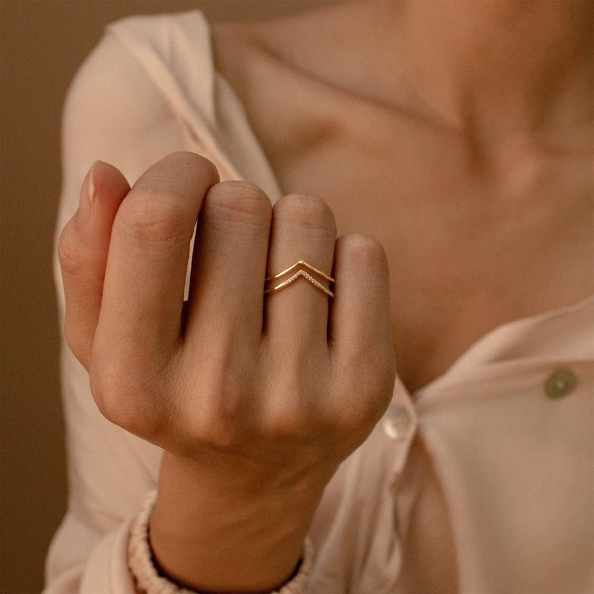 FUNEIA 8PCS 14K Gold Plated Stacking Rings for Women Size 4 to Size 12 Gold Silver Stackable Knuckle Rings Set for Teen Knot Wave Simple Thumb Thin Wedding Plain Band Rings