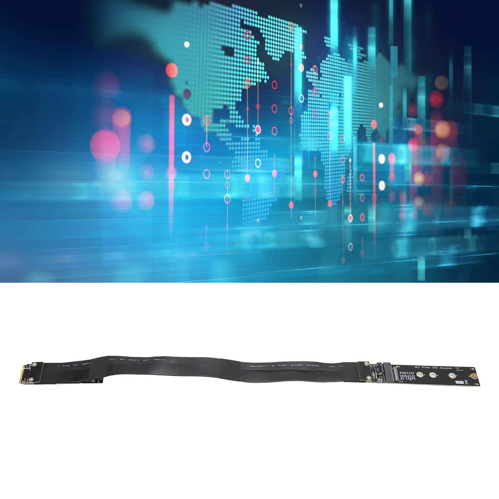 M.2 NVMe SSD Extension Cable, SSD Extension Cable Small Compact Easy Installation 32Gbps Transfer for Home (30cm)