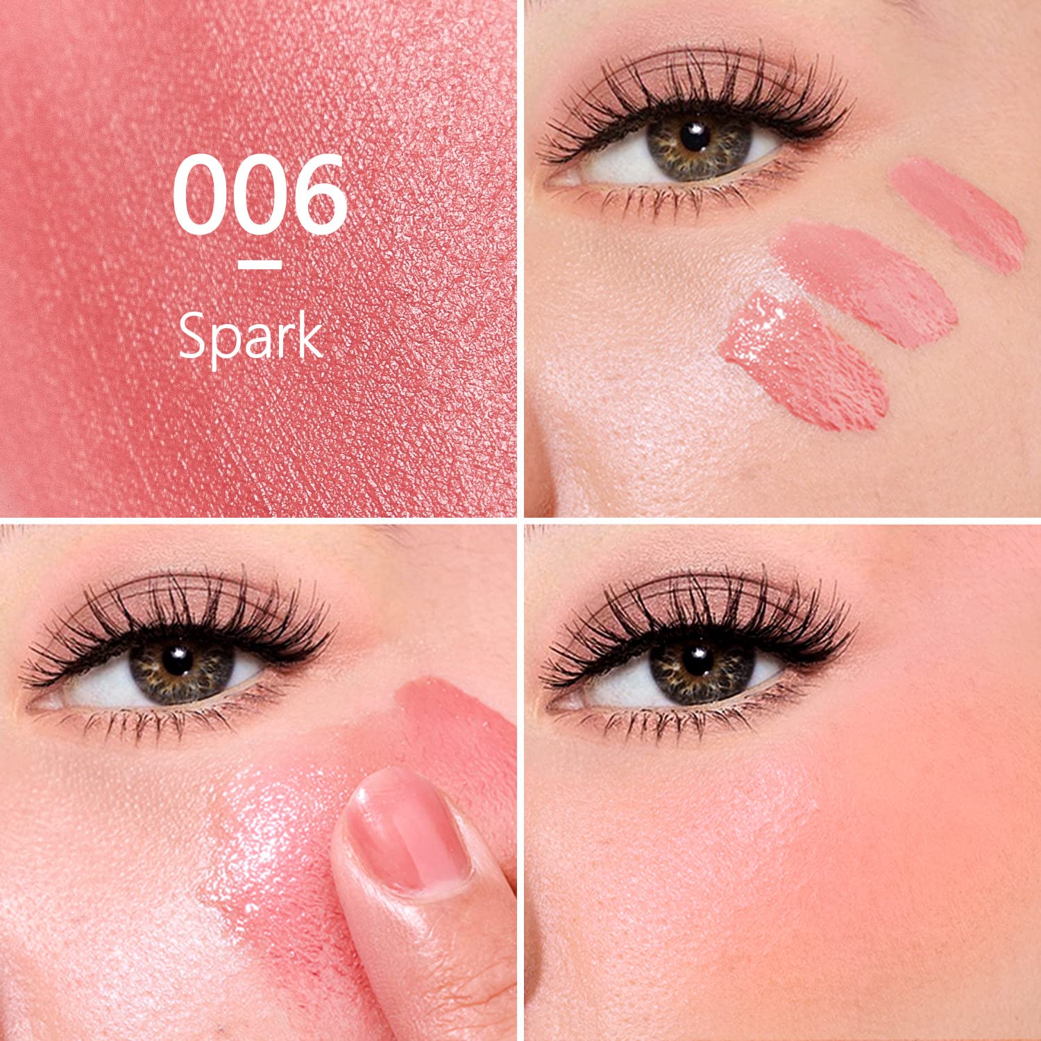 Liquid Blush, Cream Blush Makeup, Natural-Looking Matte Blush for Cheeks, Lightweight, Breathable Feel, Long-Wearing, Smudge Proof, Dewy Finish, Cruelty-free (006-Spark)