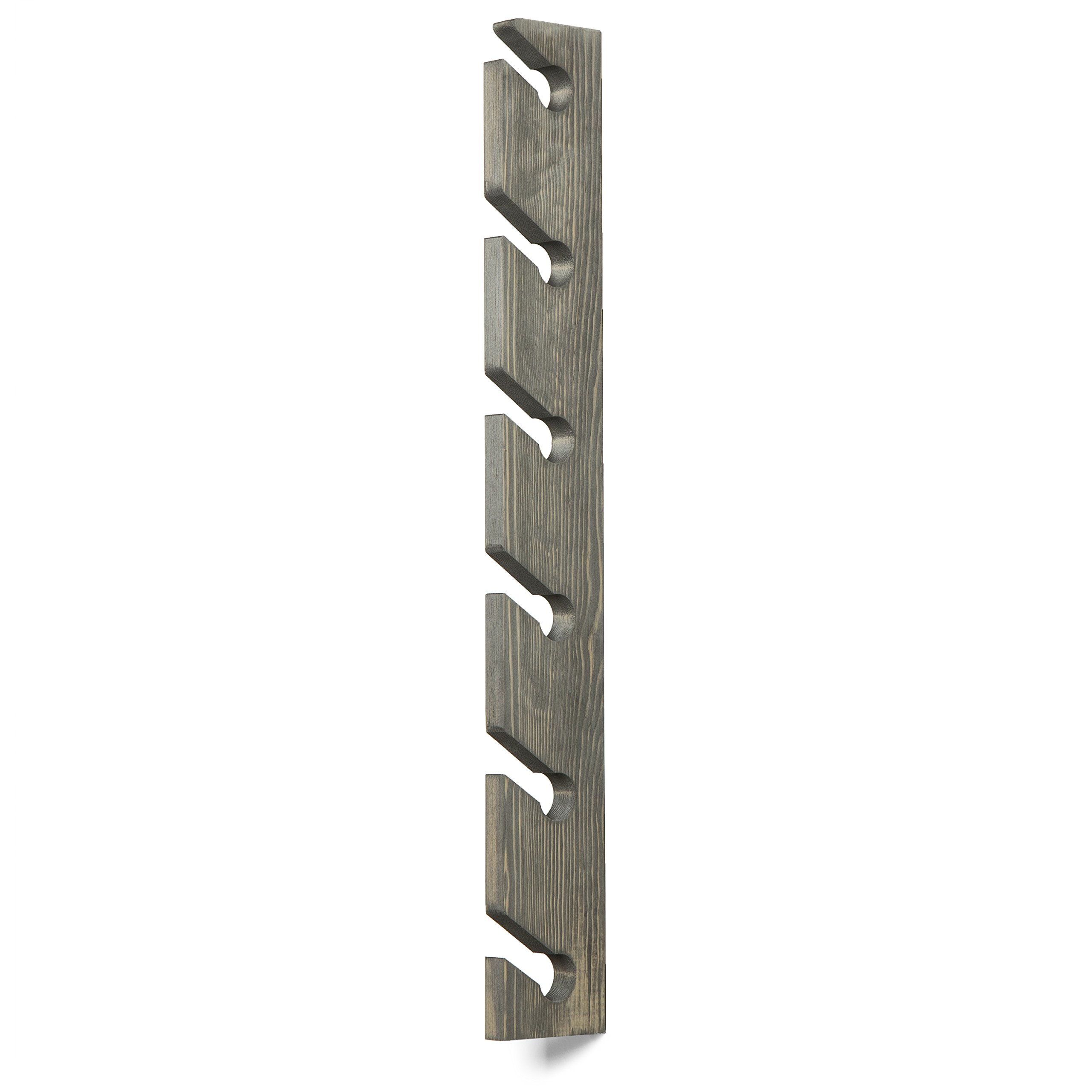 MyGift Wall Mounted Wooden Hat Collection Display Rack Organizer with 6 Slots for Baseball Caps in Barnwood Gray Wood Finish