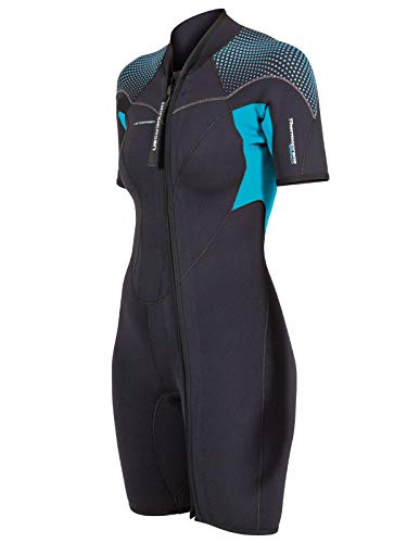 Henderson Thermoprene PRO 3mm Womens Front Zip Wetsuit 16 Tall Black/Aqua