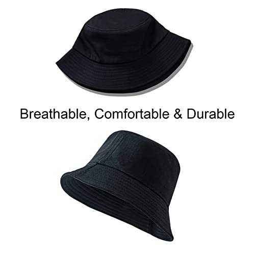 NPJY Bucket Hat for Women Men Cotton Summer Sun Beach Fishing Cap Black
