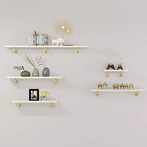 PIBM Stylish Simplicity Shelf Wall Mounted Floating Rack Shelves Industrial Wind Water Pipe Metal Solid Wood Show Bookshelf Kitchen Bathroom Store,7 Sizes, a , 120X20CM