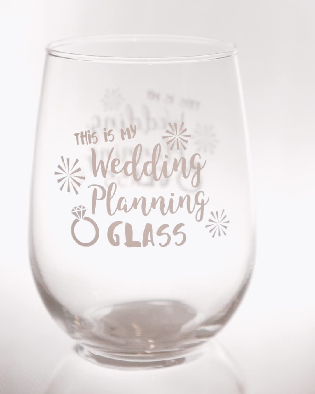 Greenbriar This Is My Wedding Planning Glass With Ring Stemless Wine Glass - Wedding Planner, Wedding Glass, Engaged Gift, Wedding Planning Gift, Bride Gift 17 oz. White