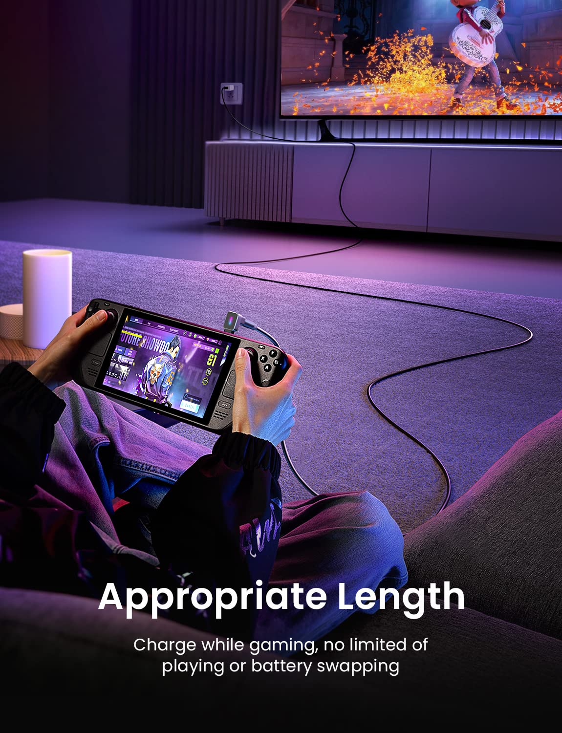 LISEN USB C to USB C Cable 10FT, 90° Right Angle Design Steam Deck PD Fast Charge Cord Specially Designed for Games Compatible with iPhone 16 pro max/15/14/13 Switch, Samsung Galaxy, MacBook, iPad