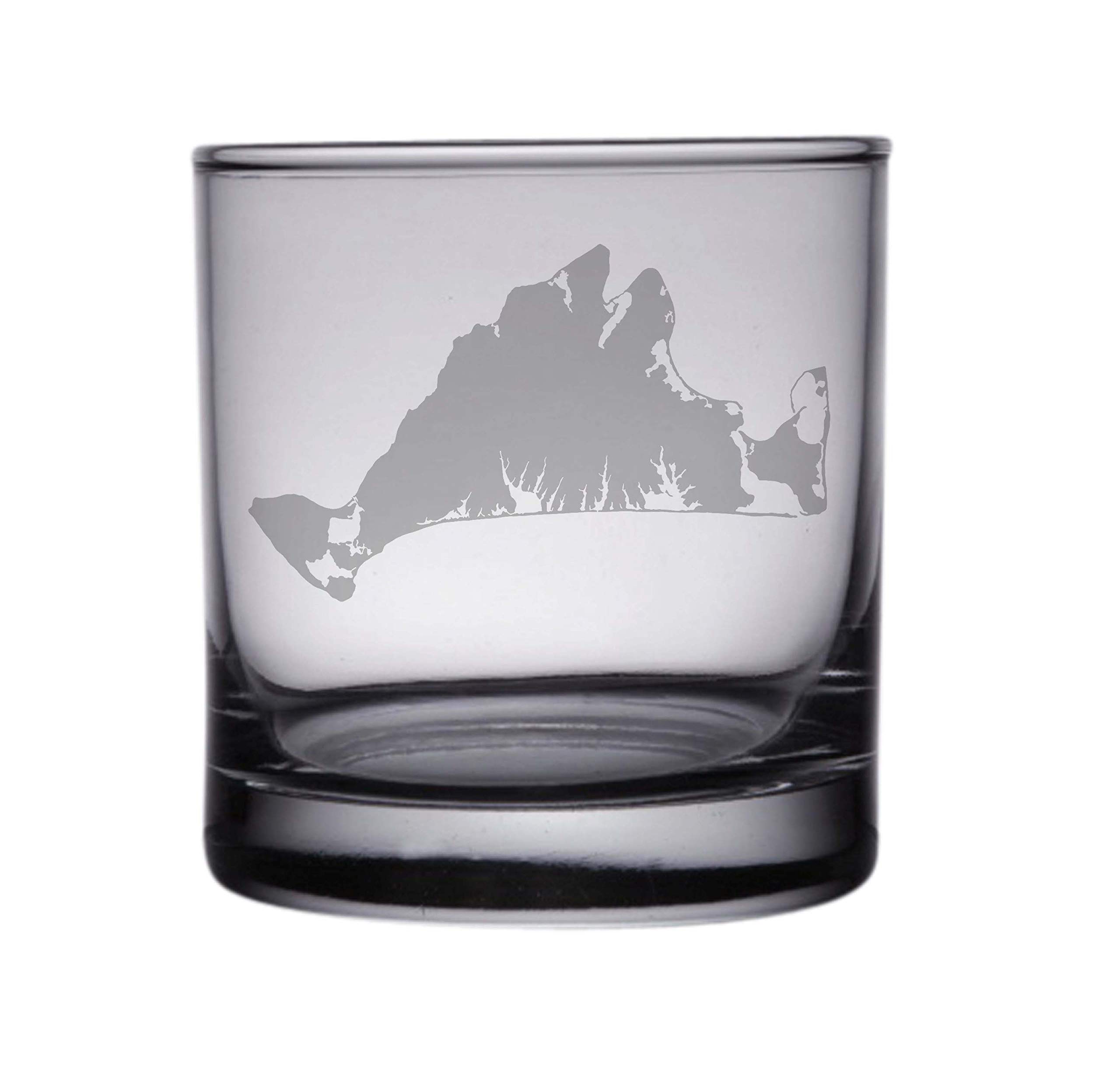 HullSpeed Designs Martha's Vineyard Map - Engraved Rocks Glass Set of 2