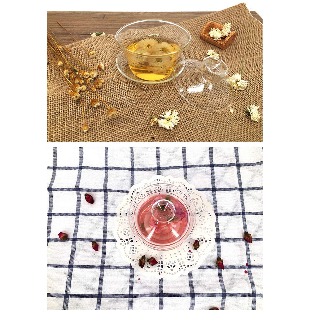 Gaiwan Tea Set, Chinese Traditional Gai Wan Cup With Lid For Infuser Oolong Tea/Puerh Tea (Glass)