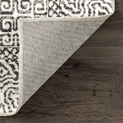nuLOOM Abstract Tribal Machine Washable Area Rug, 5x8, Grey
