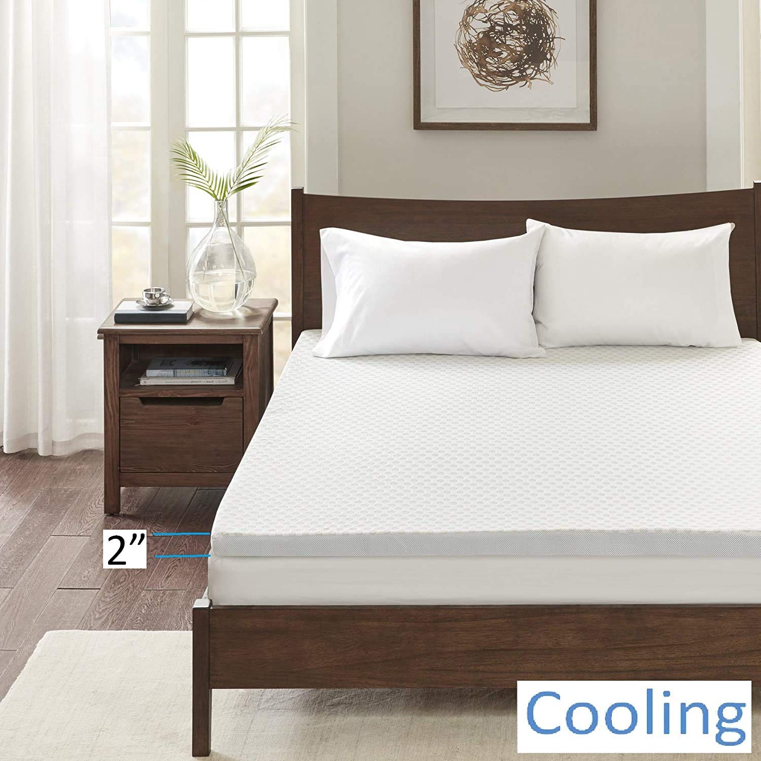 Sleep Philosophy Gel Infused Memory Foam Mattress Topper Luxurious All Season Enhanced Bed Support, Full(2" Thick), Removable Cooling Cover