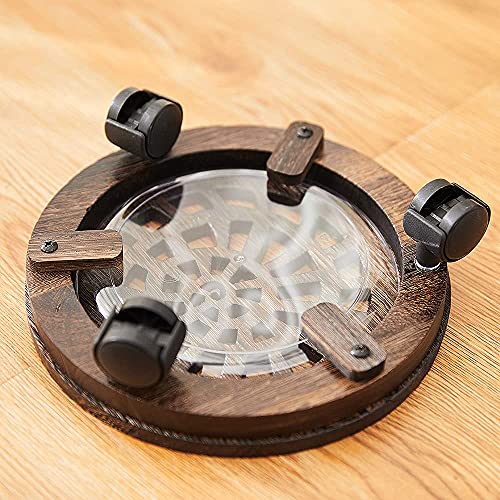SINOBEST Wood Plant Caddy, Heavy Duty Rolling Planter Dolly with Rotating Casters, Movable Flower Pot Stand, Round Plant Rack with Wheels (10 Inch)