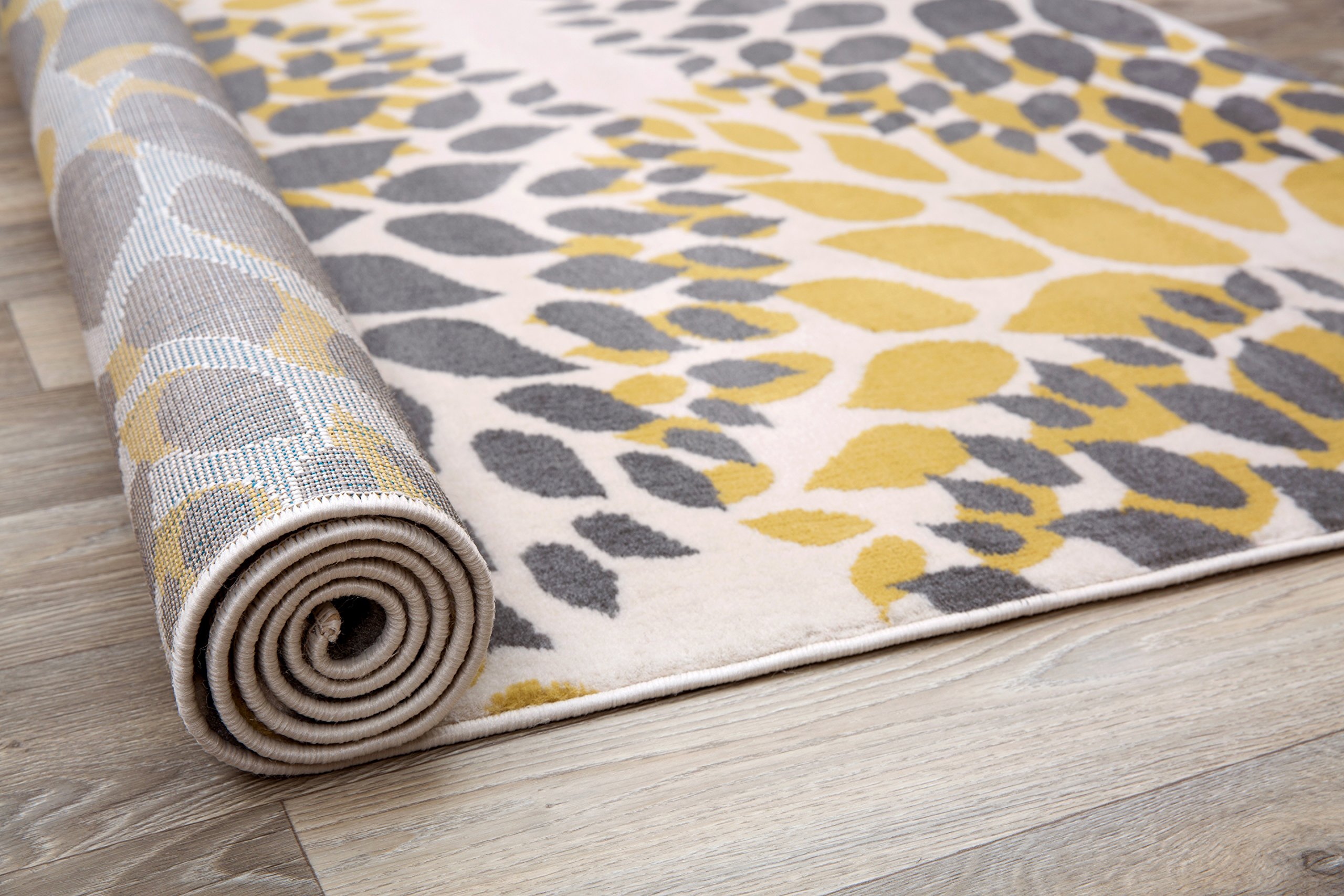 Rugshop Modern Floral Circles Design for Living Room,Bedroom,Home Office,Kitchen Non Shedding Area Rug 5' x 7' Yellow