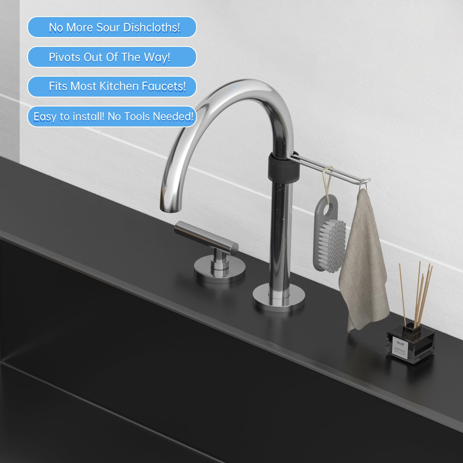 MZLlanyun Stylish and Functional Dish Towel Holder - Keep Your Kitchen Rags and Dishcloths Neat and Within Reach with This Sink Dish Cloth Holder and Storage Rack! (1, silvery)