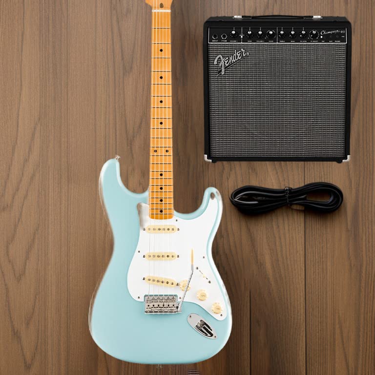 Fender Vintera 50s Stratocaster Electric Guitar, with 2-Year Warranty, Sonic Blue, Maple Fingerboard