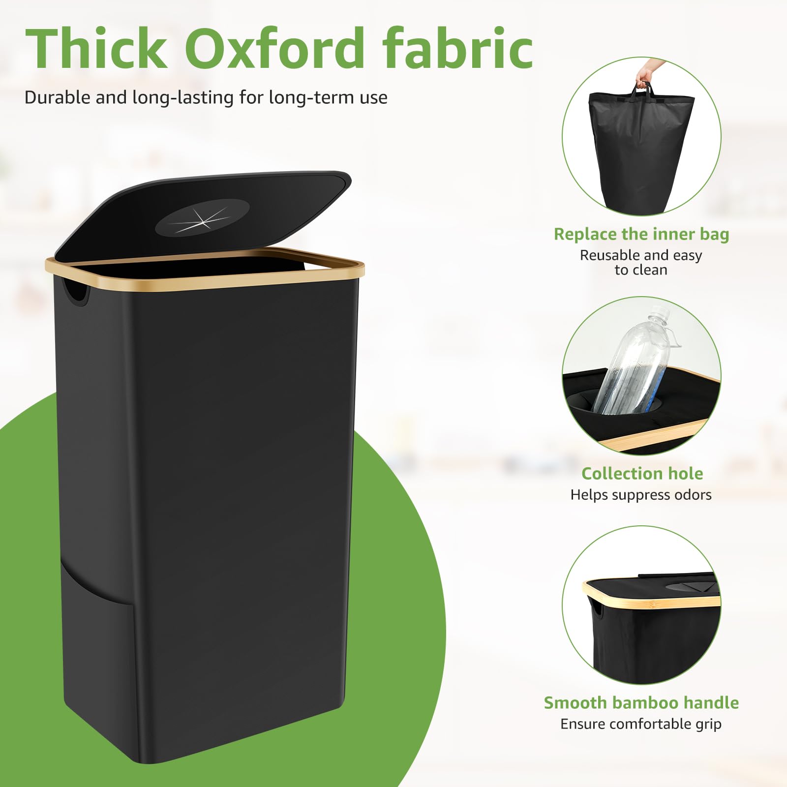 Recycling Bin for Kitchen, Large 29 Gallon 110L Recycle Bin with Lid Removeable Reusable Inner Bag, Collecting Glass Paper Plastic Metal Empty Bottles, Recycling Bin Zip-Top Can,Kitchen Recycling Bin
