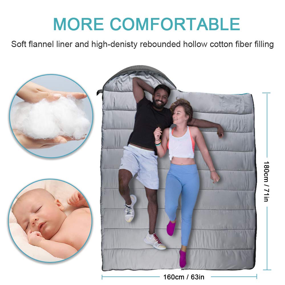 Forceatt Sleeping Bag for Adults and Teens in 3 Seasons and Cold Weather(32℉ to 68℉) 丨 Great for Camping, Backpacking and Hiking 丨 Water-Resistant, Lightweight and Warm