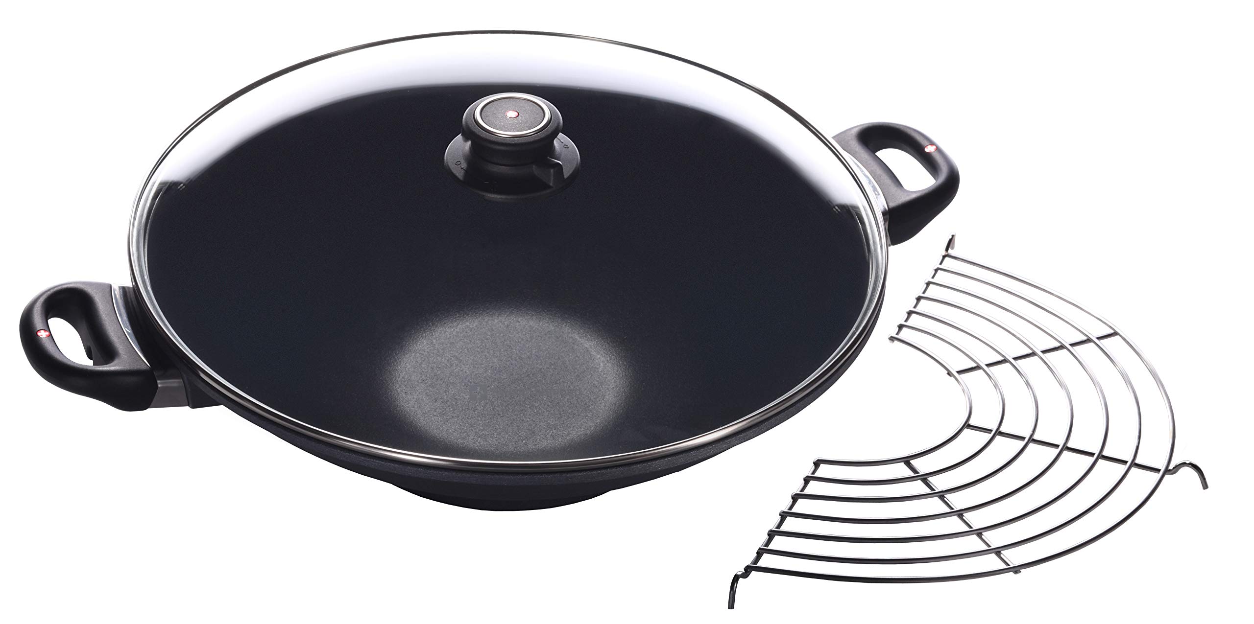 Swiss Diamond 14" (7 Qt) Wok HD Nonstick Diamond Coated Aluminum Wok, Includes Lid - PFOA Free, Dishwasher Safe and Oven Safe Wok, Greyā¦