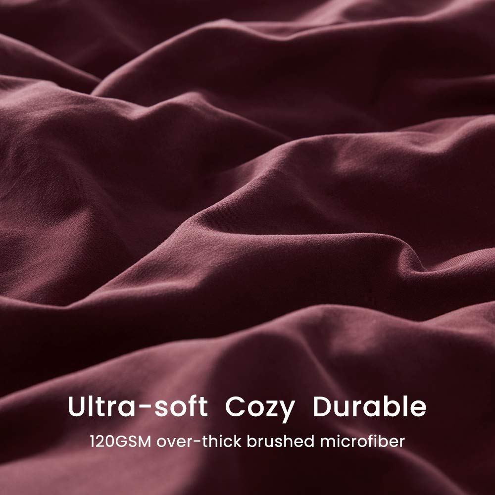 SLEEP ZONE King Size Duvet Cover Cooling NANOTEX Tech with Zipper Closure & 8 Corner Ties - Super Soft & Breathable All Season Comforter Cover Set 3 Pieces (Burgundy, King)