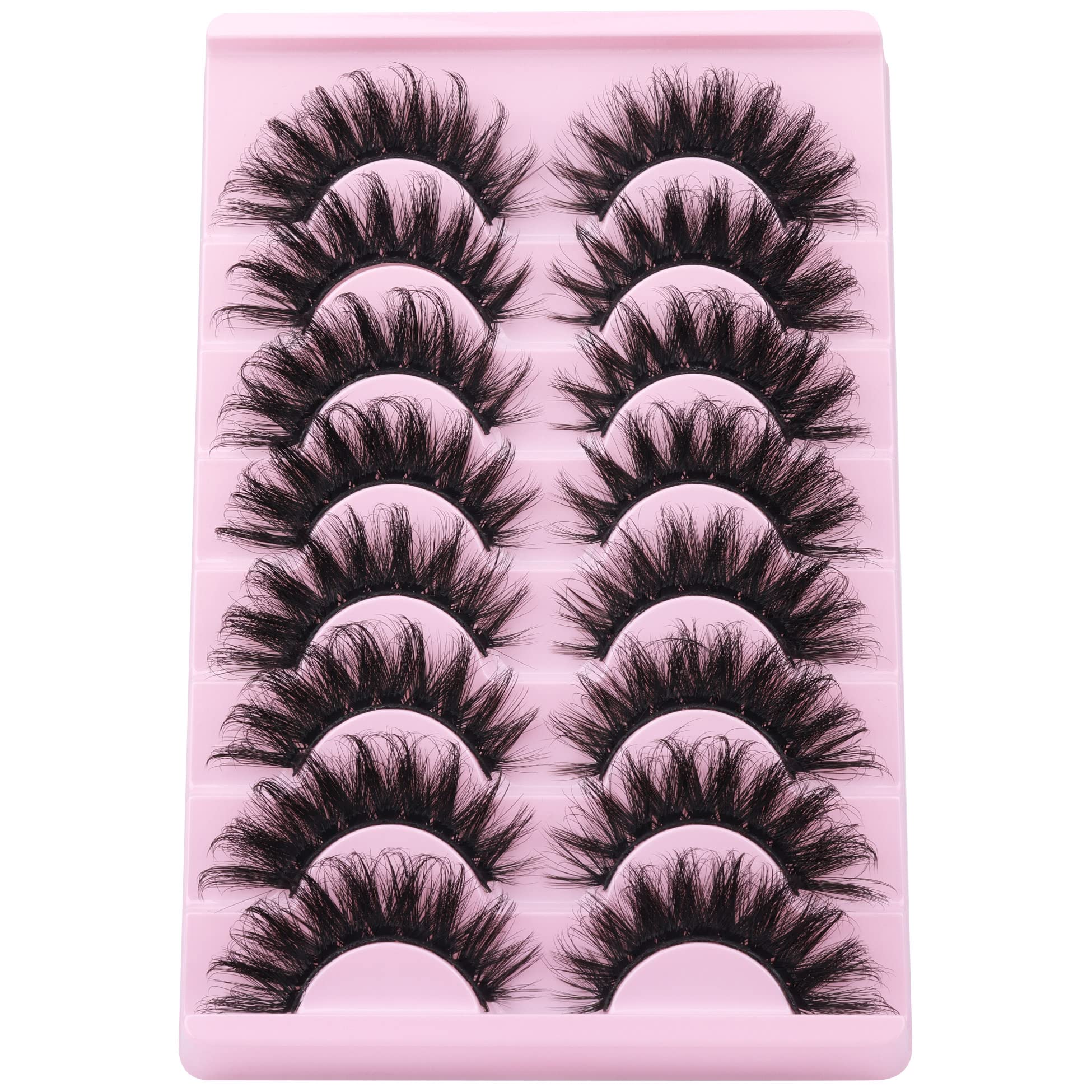 Fluffy Lashes Cat Eye D Curl Dramatic Faux Mink Lash Wispy 20MM Long Volume False Eyelashes That Look Like Extension 8 Pairs by Mavphnee