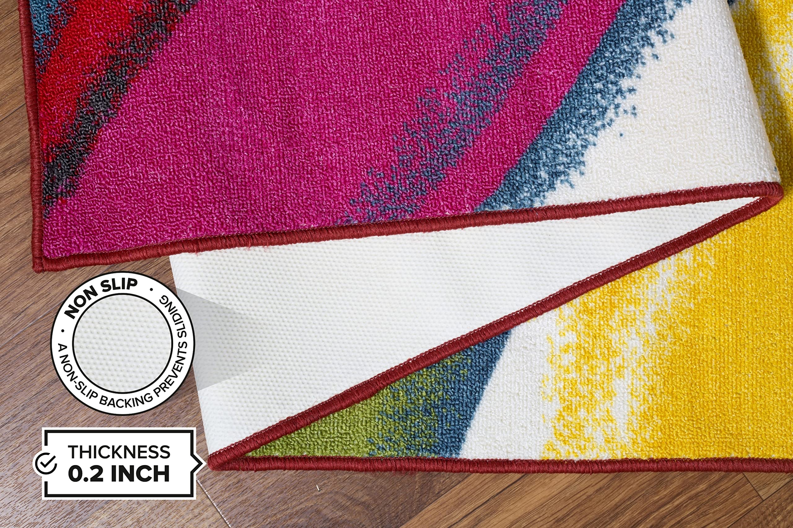 Rugshop Modern Contemporary Waves Non-Slip (Non-Skid) Area Rug 3'3" x 5' Multi