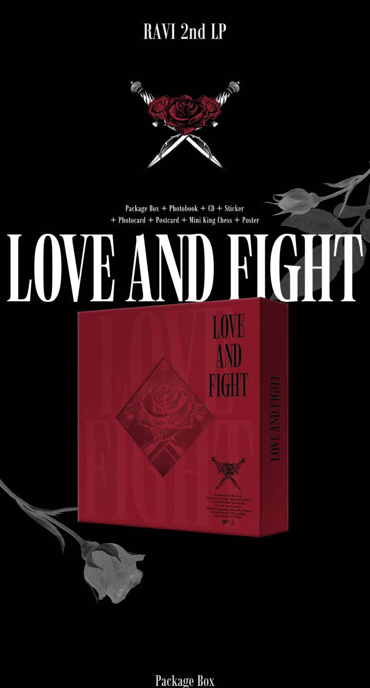 VIXX RAVI Love & Fight 2nd Album CD+1p Poster+80p PhotoBook+1p Sticker+1p PhotoCard+1p Postcard+1ea Mini King Chess+Tracking Kpop Sealed
