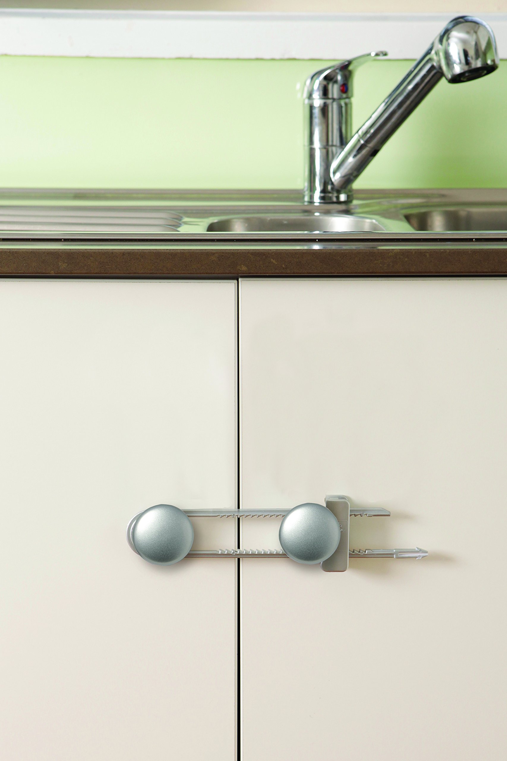Dreambaby Cabinet Sliding Lock, Silver, 6 Pack