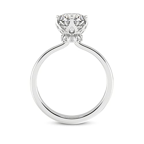 FRIENDLY DIAMONDS 1 Ct - 5 Ct IGI Certified Lab Grown Diamond Ring | 14K Or 18K White, Yellow Or Rose Gold | Blooming Petal Secret Halo Ring Valentine's Day Gift For Her | FG-VS1-VS2 Quality, 1.10 ct,