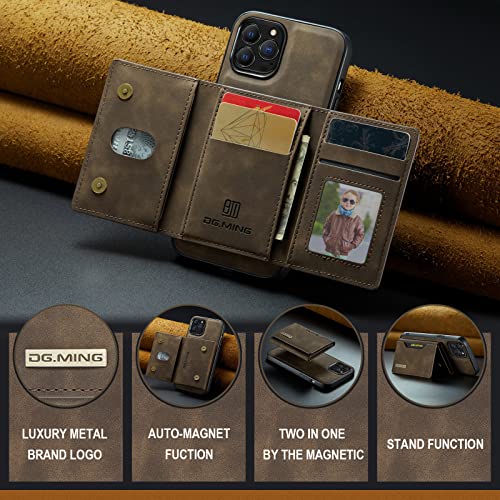SZHAIYU Leather Wallet Phone Cases Compatible with iPhone 14 Pro Max Case with Card Holder Men 6.7'' 2 in 1 Detachable Back Cover (Coffee,IP 14 Pro Max)
