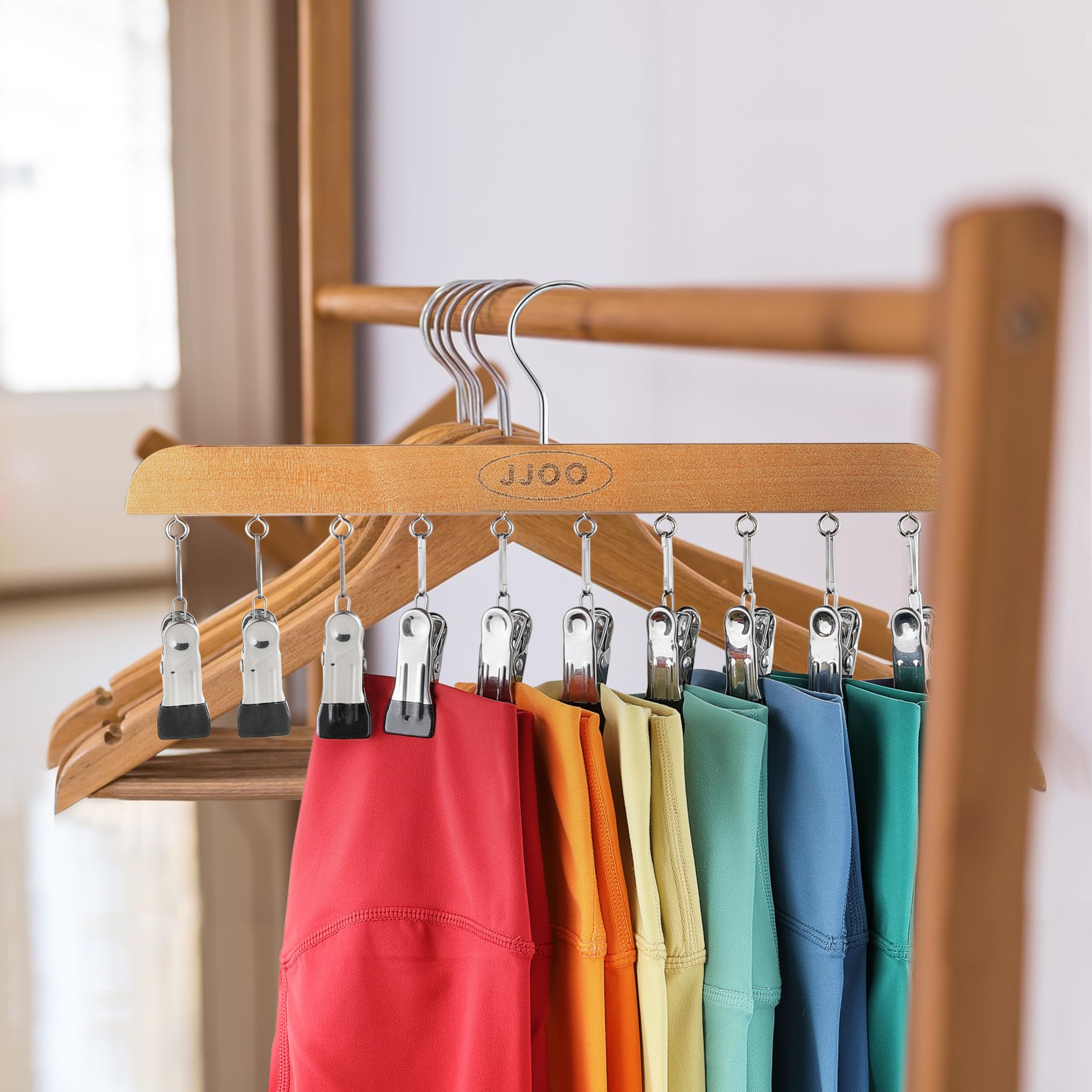Legging Organizer for Closet Hanging, Pants Hangers with Clips Holds Up to 10 Leggings, Space Saving & 360 Rotaing Desin, Great for Jeans, Hats, Shorts, Socks (1Pack)