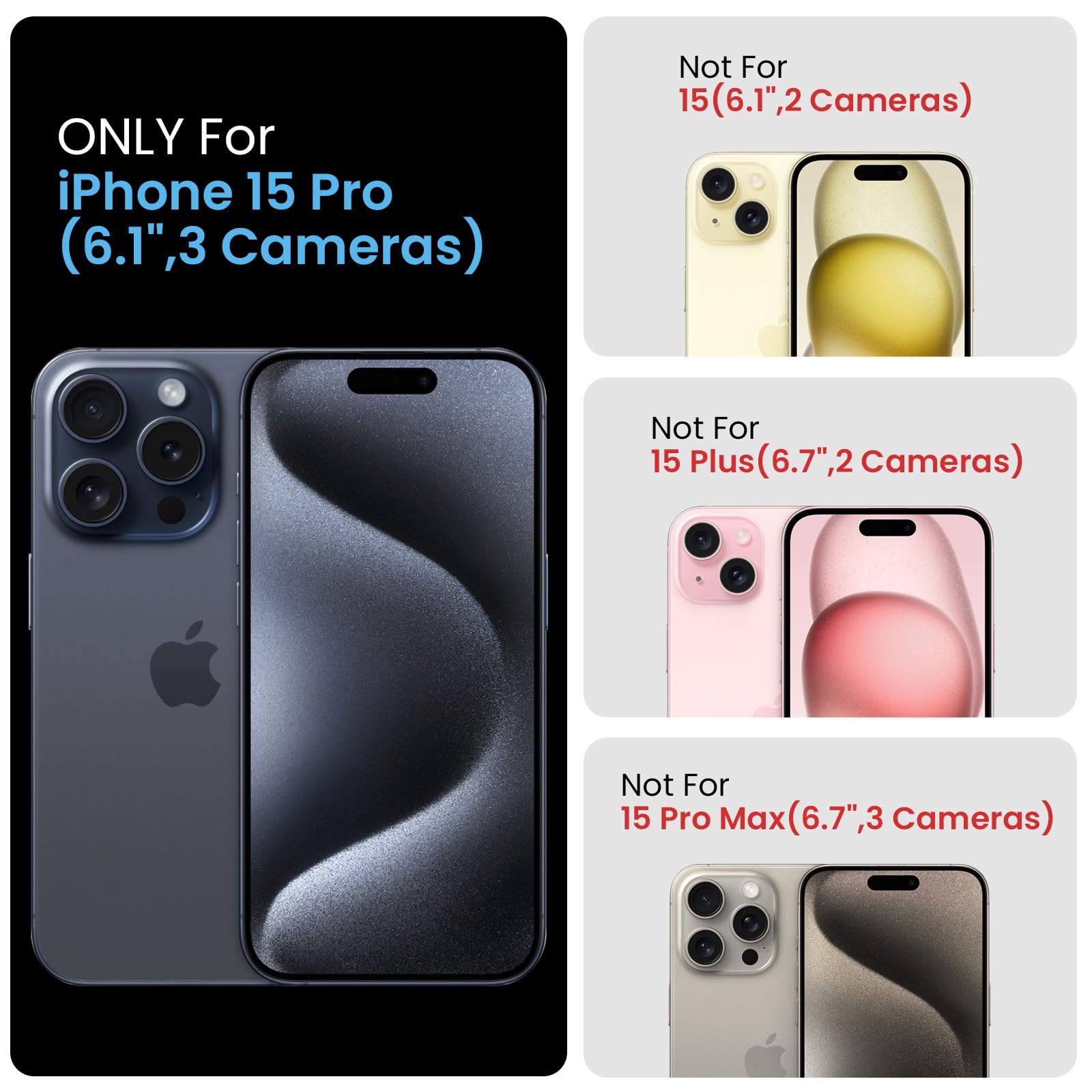 FireNova Designed for iPhone 15 Pro Case, Silicone Upgraded [Camera Protection] Phone Case with [2 Screen Protectors], Soft Anti-Scratch Microfiber Lining Inside, 6.1 inch, Black