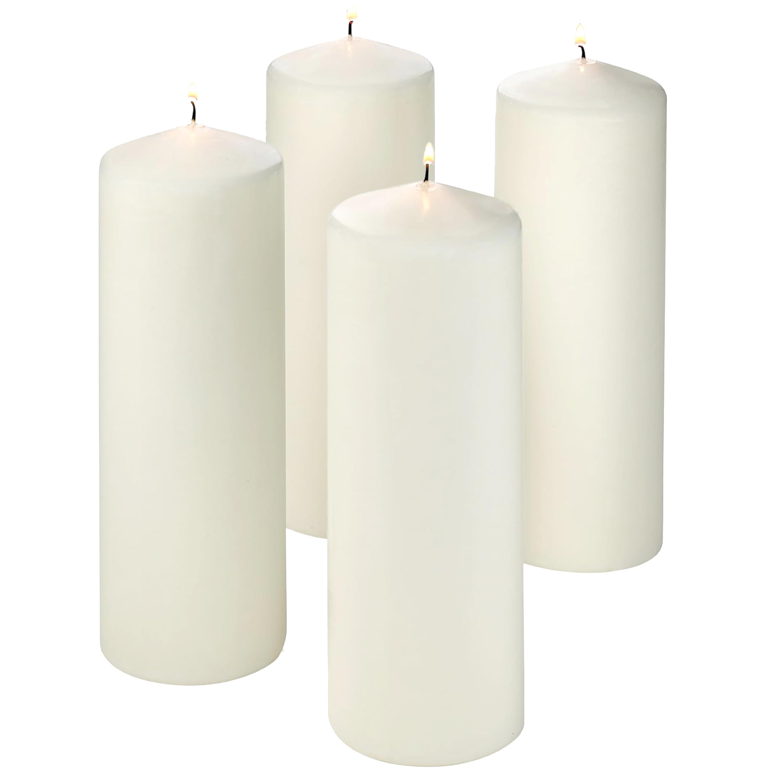 Unscented Pillar Candles - Set of 4 White Pillar Candles Made from Wax & Cotton Wick - 3x9ā Slow Burning Candles for Emergency, Weddings, & Table Centerpieces - Tall Pillar Candles, PARNO
