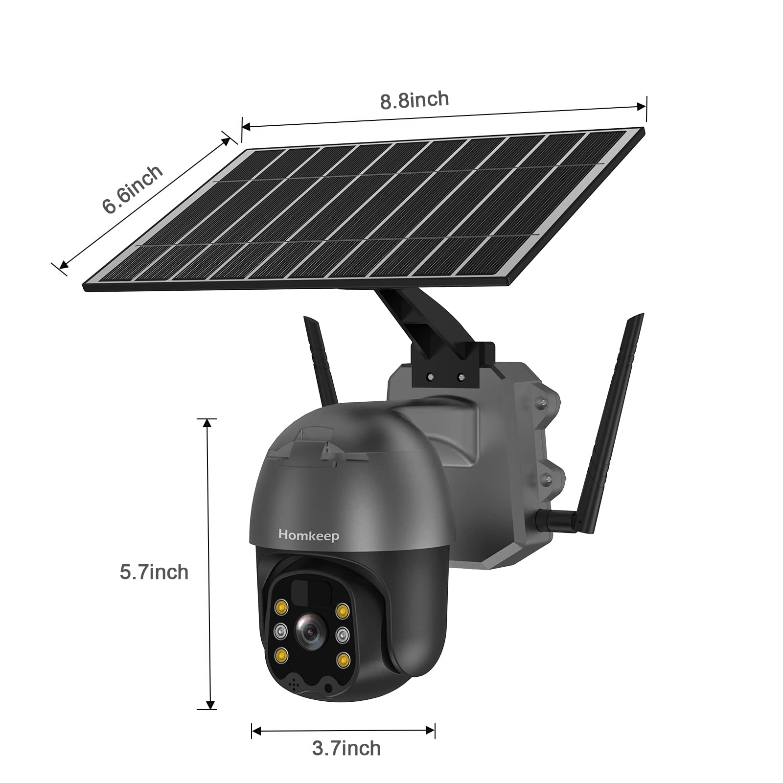 Security Camera Wireless Outdoor/Home, Solar 360° PTZ Surveillance System with 24000mAh Battery, Color Night Vision, WiFi, PIR Motion Detection, APP Alert Push, Spotlight and Siren, Two-Way Talk, IP66