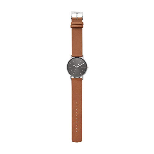 Skagen Men's Signatur Three-Hand Brown Leather Band Watch (Model: SKW6578)